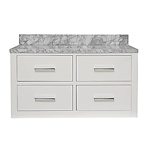 Kitchen Bath Collection Helsinki 48-inch Floating Bathroom Vanity (Carrara/White): Includes White Cabinet with Carrara Countertop and White Ceramic Sink