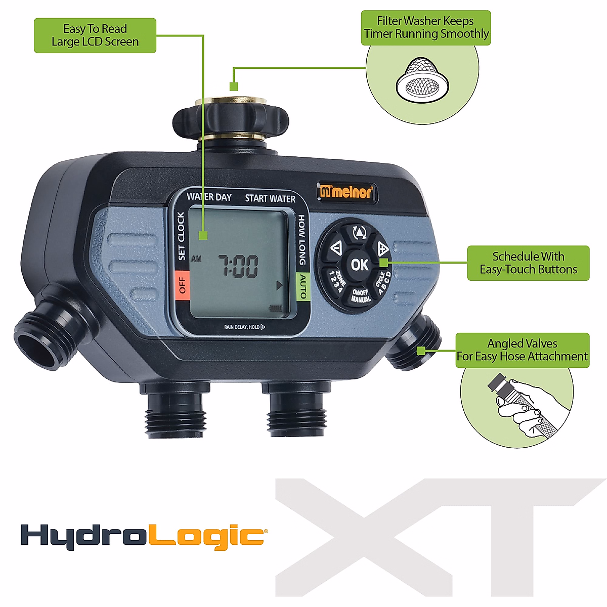Melnor 65141AMZ 4 Zone Digital Water Timer, Grey, Black