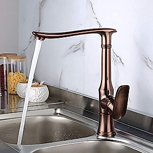 Kitchen Sink Faucet Stainless Steel Faucets,Kitchen Faucets Cold and Hot Water Taps Solid Brass Multi Colors Swivel Rotation Vessel Sink Mixer Taps Vintage Flexible Durable Bathtub Mixer Tap/Antique