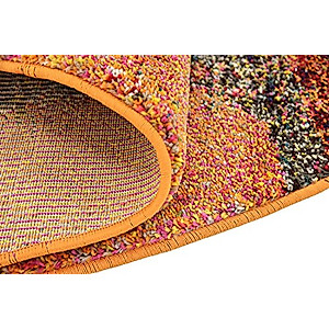 Unique Loom Estrella Collection Rustic, Distressed, Modern, Abstract Area Rug, 6 ft, Orange/Black