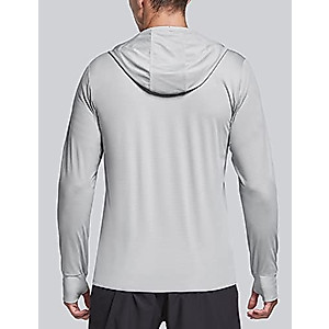 BALEAF Men's Long Sleeve Sun Shirts Hiking Fishing SPF UPF 50+ UV Protection Jackets Lightweight Quick Dry Cooling Outdoor Zip Up Light Grey 3XL