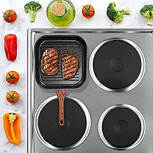 Aoorun Grill Pans for Stove Tops - Nonstick Grill Pan with Granite Coating & Solid Wood Handle, Induction Compatible, 11 inch