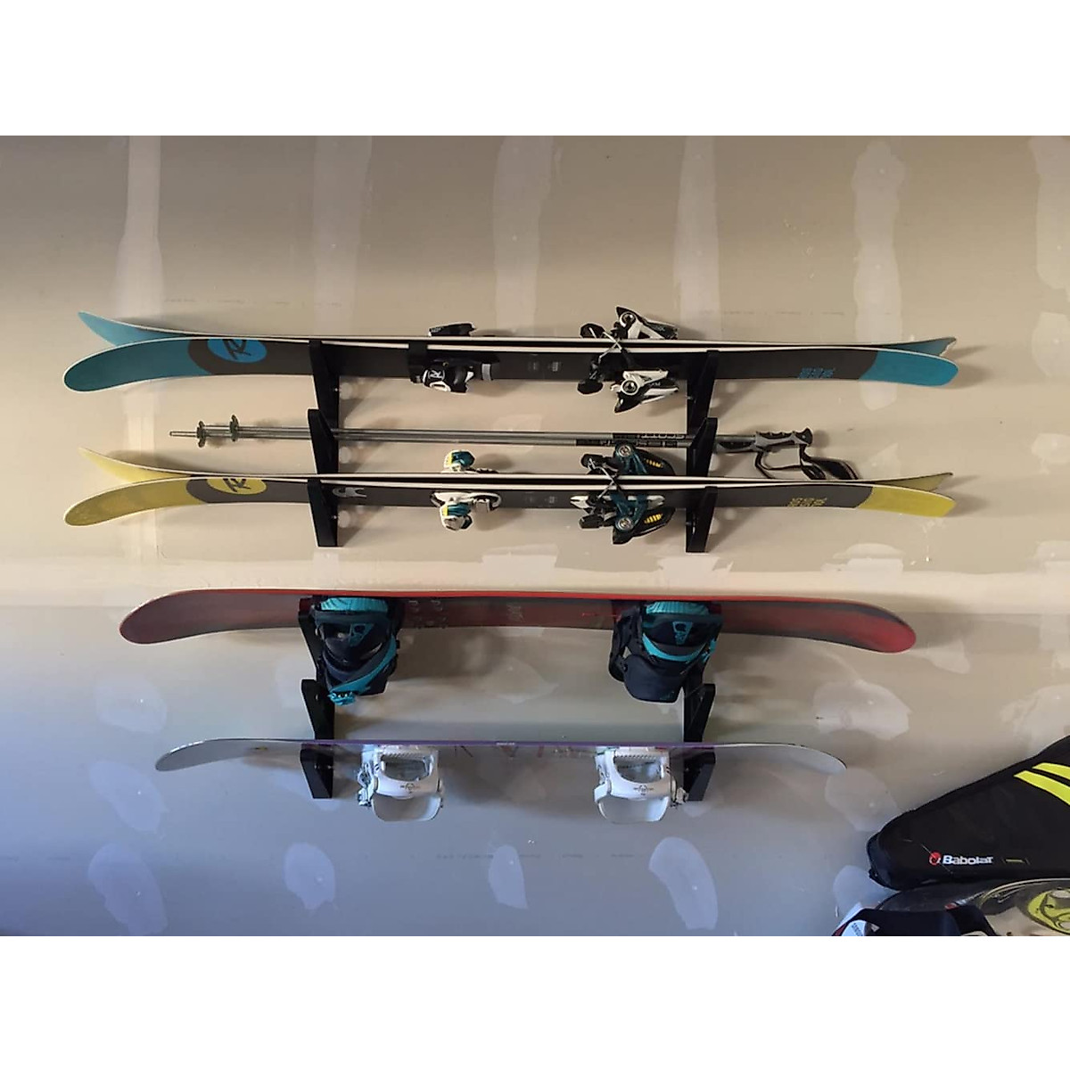 StoreYourBoard ABS Plastic Ski and Snowboard Storage Rack, Black, 20 in