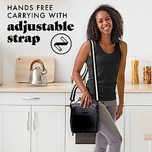 Fit & Fresh BREE FitPak Meal Prep Lunch Box With Containers, Ice Pack, and Shaker Bottle For Men and Women, 6pc. Meal Prep Kit Lunch Bag With Containers Included, Black