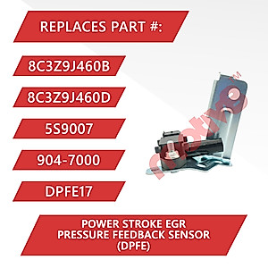 Motiv8 6.4L Power Stroke EGR Pressure Feedback Sensor (DPFE) | Compatible with 6.4L FORD SUPER DUTY F250 F350 F450 F550 2008 2009 2010 | Replaces: 8C3Z9J460D DPFE9 DPFE17 AP63473