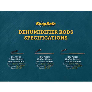 SnapSafe Gun Safe Dehumidifier Rod 24 Inch, Black, 75905 -Maintenance-Free Plug-In Electric Dehumidifier Eliminates Moisture for Gun Safes & Cabinets to Help Prevent Rust & Corrosion in Your Gun Vault