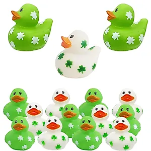 The Dreidel Company St. Patrick's Holiday Rubber Duck Toy Duckies for Kids, Bath Birthday Gifts Baby Showers Summer Beach and Pool Activity, 2" (12-Pack)