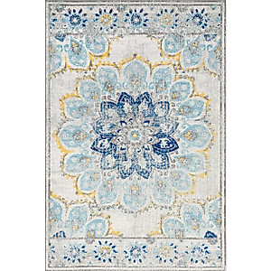 nuLOOM Kiyoko Vintage Floral Accent Rug, 3x5, Blue
