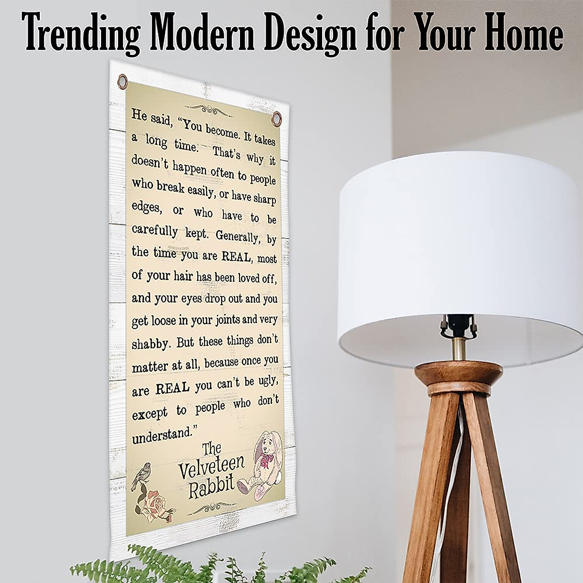 The Velveteen Rabbit Quote Wall Art - Literary and Book Page Wall Art, Inspirational Poster for Book Lovers, Great Nursery and Kids Room Decor and Gift, 16x32 Canvas Wall Scroll Art Print Poster