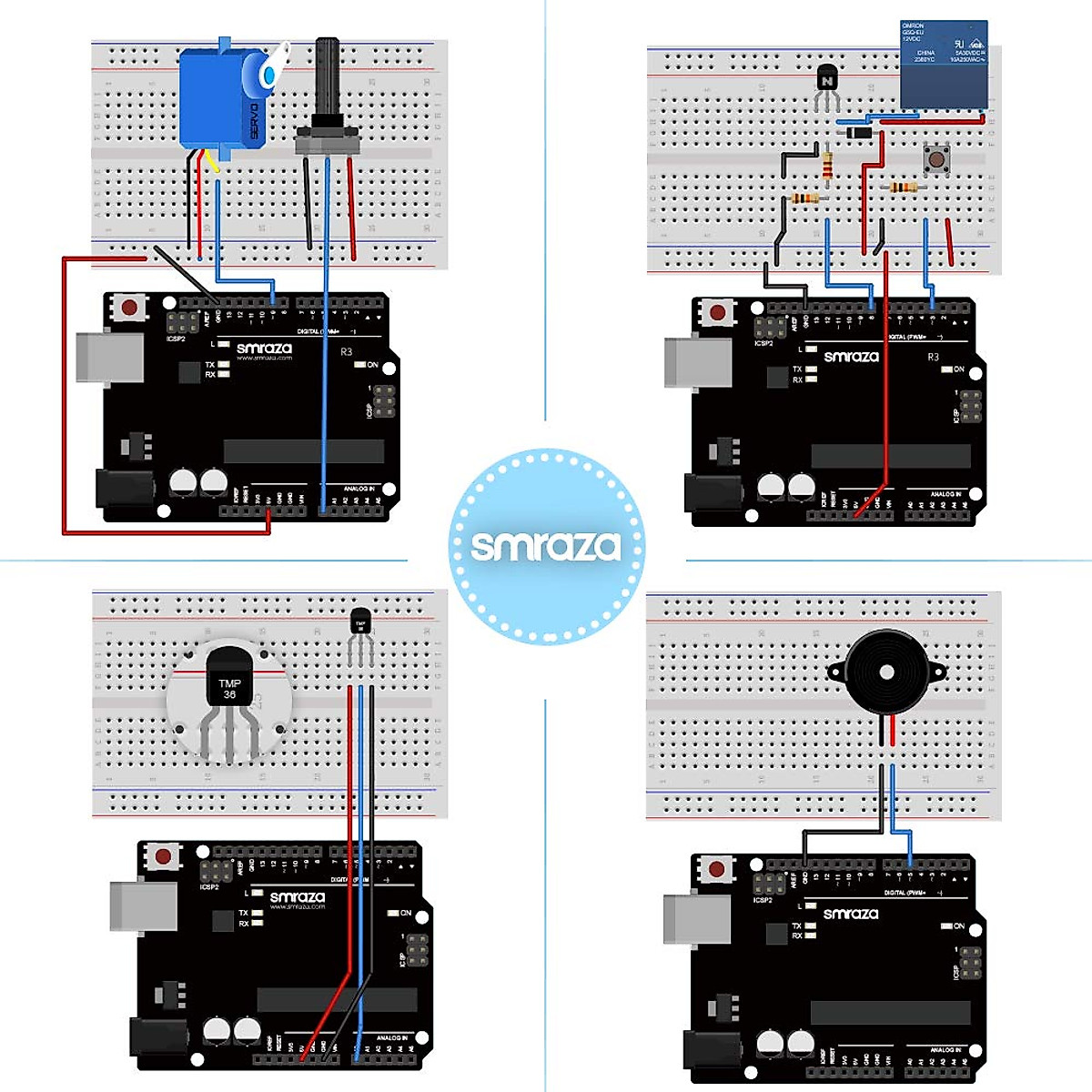 Smraza Ultimate Starter Kit for Arduino Project with Tutorial, 200pcs Components Compatible with Arduino (67 Items) with 9V 1A Power Supply