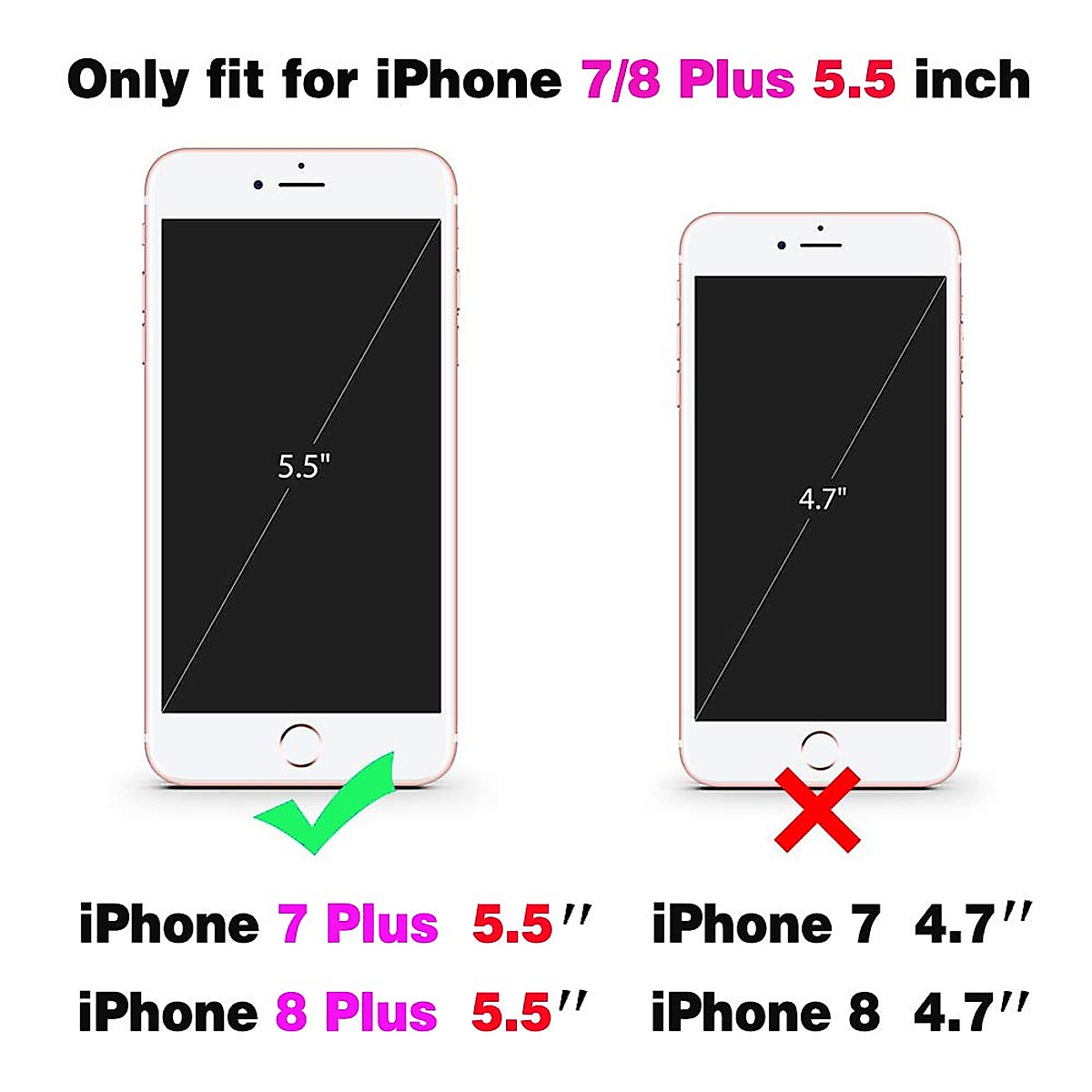 Phone Case for iPhone 7plus 8plus 7/8 Plus with Tempered Glass Screen Protector and Card Holder Wallet Cover Flip Leather Cell Accessories i Phone7s 7s + 7+ 8s 8+ Phones8 Cases Women Men Gray