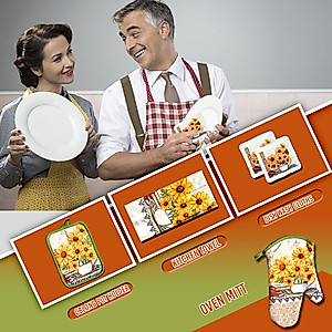 Lobyn Value Packs Decorative and Lightweight Printed Themed Kitchen Linen Towel Sets Perfect for Home Decor (5 Piece, Sunflower)