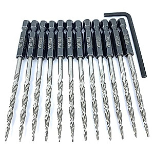 FTG USA Countersink Drill Bit Set 3 Pc #6 (9/64") Wood Countersink Drill Bit Pack Same Size Set with 12 Replacement Bits #6 (9/64") Tapered Countersink Bit, with 1 Hex Wrench,