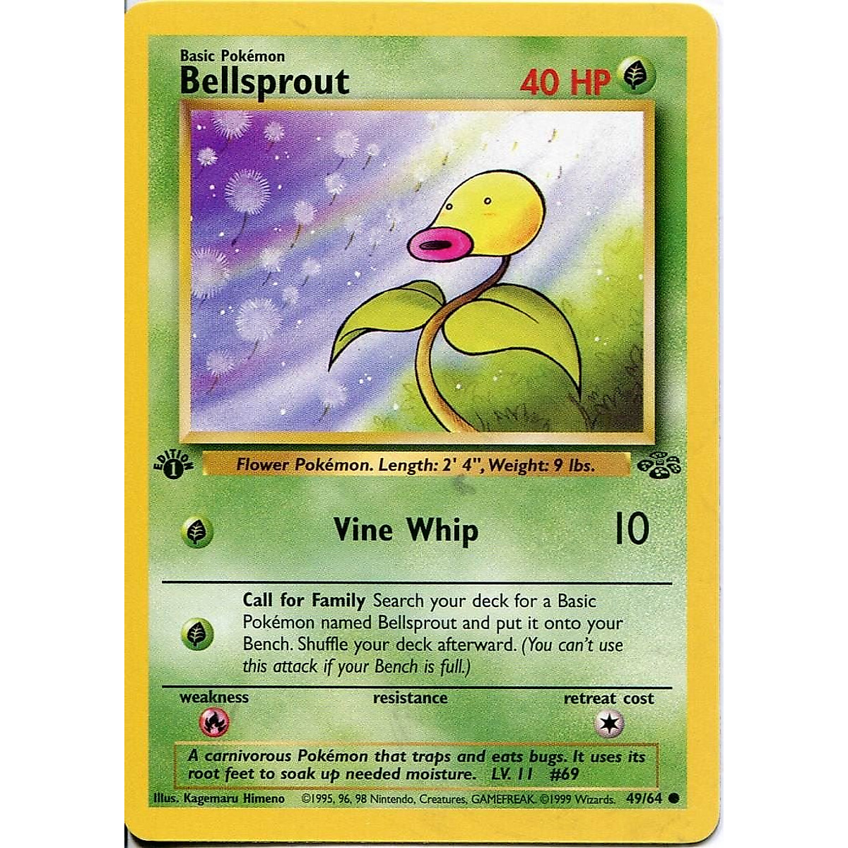 Wizards of the Coast Pokemon Jungle 1st Edition Common Card #49/64 Bellsprout