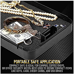 HORUSDY Lock box for Guns and Valuables,Portable Security Case Lock Box Safe with Combination Lock