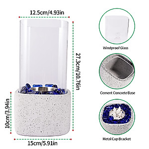 HIFROM Tabletop Fire Pit, Indoor Ourdoor Portable Tabletop Fireplace with Windproof Glass Cover, Ethanol Ventless Fireplace, Tabletop Fire Pit Bowl for Holiday Birthday