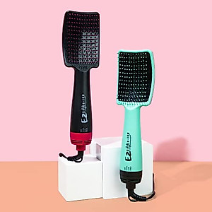 Ez Detangler Dryer- Ez Dryer ION. Professional Ionic Blowout Hair Dryer Brush. Portable Super Lightweight Blow Dryer to Detangle, Dry, Volumize and Style. (Aqua)