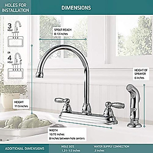 Peerless Claymore 2-Handle Kitchen Sink Faucet with Side Sprayer, Chrome P299575LF