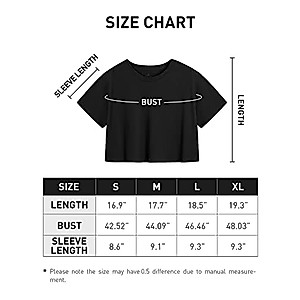 Cosy Pyro 4-Pack Women's Cotton Crop T-Shirts Short Sleeve Solid Cropped Athletic Top Round Neck Casual Workout Yoga Tees Black/White/Gray/Navy M