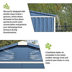 SUXXAN Metal Outdoor Storage Shed 4FT x 3FT, Steel Utility Tool Shed Storage House with Door & Lock, Metal Sheds Outdoor Storage for Backyard Garden Patio Lawn, Blue