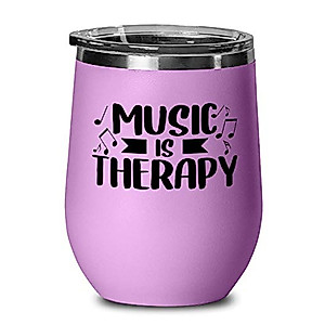 Music Theory Wine Glass, Light Purple Wine Tumbler, Music Theory Stainless Steel Insulated Lid Wine Glass Mug Cup Present Idea