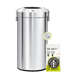 EKO Urban Commercial Round Open Top Stainless Steel Trash Can 90L