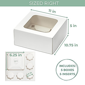 BlackRidge Home Bento Cake Box with Cupcakes - Perfect for Bento Box Cake and Cupcakes, Bento Cake and Cupcake Boxes Combo, 5 Sets: Cupcake and Bento Cake Boxes Fit 5 Regular Cupcakes and Mini Cake.