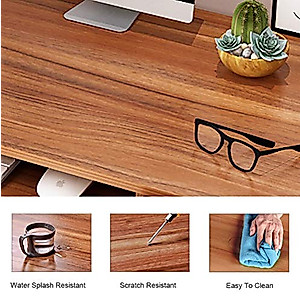 Computer Desk with Shelves and 2 Drawers,Multiple Desk for Home Sturdy Office Desk with Bookshelf,Pc Laptop Study Writing Table Workstation