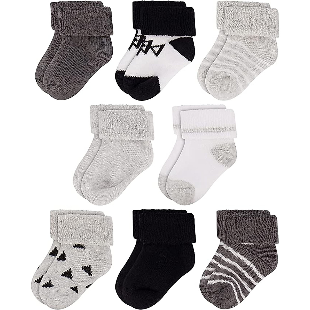 Rising Star Baby Socks for Boys & Baby Girl Infant Newborn Socks 0-6, 6-12 months - Thick Cotton Terry Cuff Winter Warm Socks unisex (Gray - 8 pack)