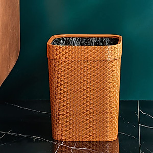 LIFKOME Orange Rattan Round Trash Can, Durable, Convenient, Impact Resistant, Can Be Used for a Long Time