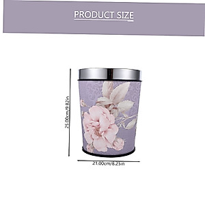 EXCEART Garbage Can Retro Style Trash Can Trash Can Bedroom Trash Storage Can Stainless Trash Can Trash Container Bathroom Trash Can Wastebasket Purple Office Counter Stainless Steel Ring