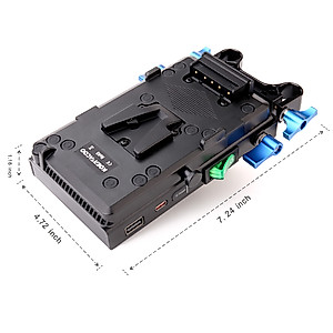 KOERTACOO V-Mount Lock Battery Plate Power Supply Splitter Adapter with V Mount Battery Charging Function + BMPCC 4K/6K USB-C PD Coiled Power Cable for Black Magic Pocket Cinema Camera.
