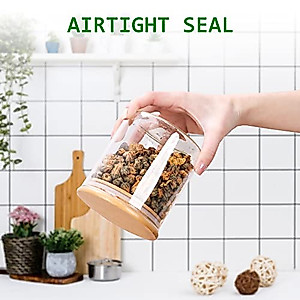 20 oz Glass Spice Jars with Bamboo Lid,6 Pack Kitchen Food Storage Canister for Spices,Coffee Beans,Tea, Nuts and Candy