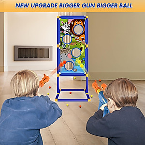 KKONES Shooting Game Toy for Boys - 2 Player Toy Foam Blaster Air Guns, 24 Foam Bullet Balls Popper & Standing Shooting Target, Birthday Gifts for Age 3 4 5 6 7 8 9 10-12 Years Old Kids, Girls