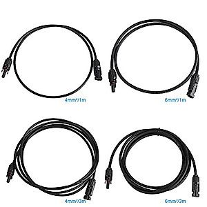 Solar Panel Extension Cable,Solar Panel Connector PV Wire with Male Female Connectors Adapter, Solar Panel Wire Adapter, Solar Extension Cable for Home, Shop and RV Solar Panels (3M-black4MM), So