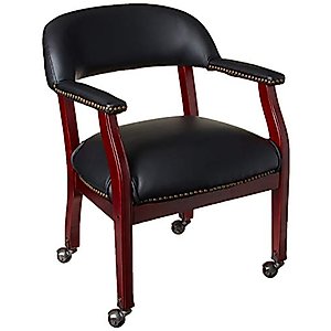 Boss Captain’s Chair In Black Vinyl W/ Casters