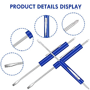 10 Pieces Pocket Screwdriver Set with Clip Double End and Slotted Two-use Screwdriver Set Pocket Mini Pocket Screwdrivers for Mechanics, Electricians, Electronic Technicians, Assemblers (Blue)