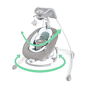 Ingenuity InLighten 2-in-1 Baby Swing & Rocker - Cool Mesh Fabric, Vibrations, Swivel Infant Seat, Nature Sounds, Light Up Mobile - Pemberton