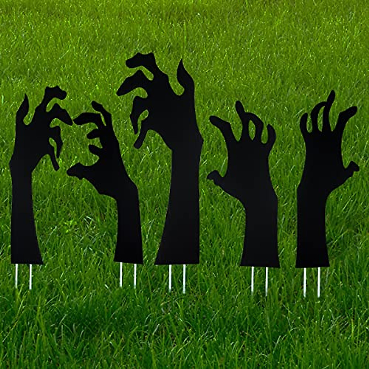 Anditoy 5 Pack Halloween Black Hands Yard Signs with Stakes Scary Silhouette Halloween Decorations for Outdoor Yard Lawn Garden Halloween Decor
