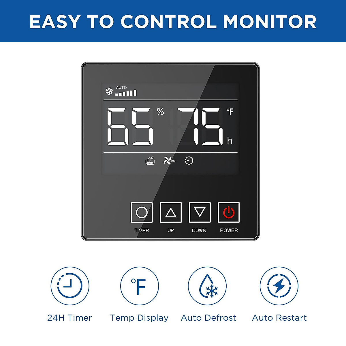 Moiswell Crawl Space Dehumidifier Remote Controller for Model M145 XP235 MP70, Digital Humidity, Temperature, Timer, Adapt The Humidity Level