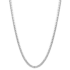 IcedTime 14k White Gold Italy Cuban Curb Solid Chain Necklace 3.5mm Wide 18" Long with Lobster Clasp
