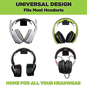 HIDEit Mounts Uni-H Universal Headset Wall Mount - American Company, Black Steel Gaming Accessories for Gaming Headsets, Headphones, VR Headsets and More