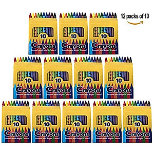 Trail maker 12 Pack Crayons - Wholesale Bright Wax Coloring Crayons in Bulk, 10 Per Box, 12 Box Bundle Art Set