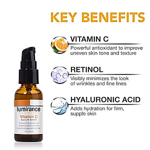 Lumirance Vitamin C Eye Lift Serum, Minimizes the Look of Wrinkles and Crows Feet, Helps with Firming and Dark Circles, 30ml/1 fl oz