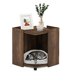Furinno Peli Multipurpose End Table with Storage, Columbia Walnut
