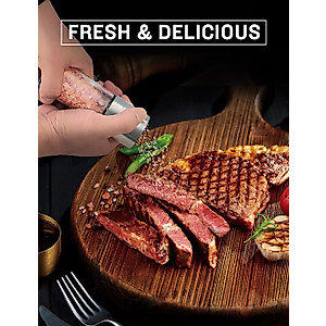 Gulex® Salt Grinder Pepper Grinder Pepper Mill, Salt Grinder Refillable, Adjustable Coarseness Black Pepper Grinder, Stainless Steel Sea Salt Shaker with Ceramic Rotor (1 pcs)