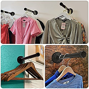 Pintuson 6 Pcs Industrial Pipe Clothes Bar 12 Inch - Wall Mount Clothing Rack - Face Out Wall Clothing Rods for Commercial Retail Boutique Shirt Display