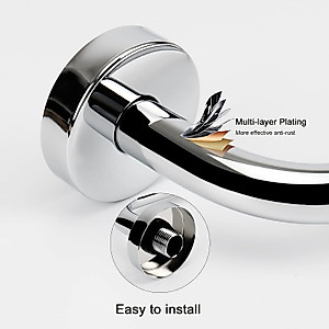 Nearmoon S Shaped Shower Head Riser Pipe, Shower Head Extender Arm with Flange, Standard 1/2" Connection- Bathroom Accessory, 12 Inch (1 Pack, Chrome)