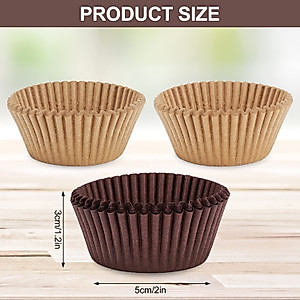 Whaline 1200Pcs Cupcake Liners Brown & Natural Muffin Liners 2 Colors Greaseproof Standard Paper Baking Cups for Birthday Wedding Gathering Party Fruit Candy Baking Supplies