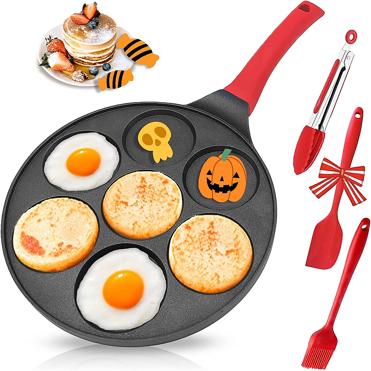 EZJOB Silver Dollar Pancake Pan for Kids,Dinosaur Pancake Pan for Kids, Nonstick Egg Cooker Frying Pan Breakfast Mini Pancakes Maker